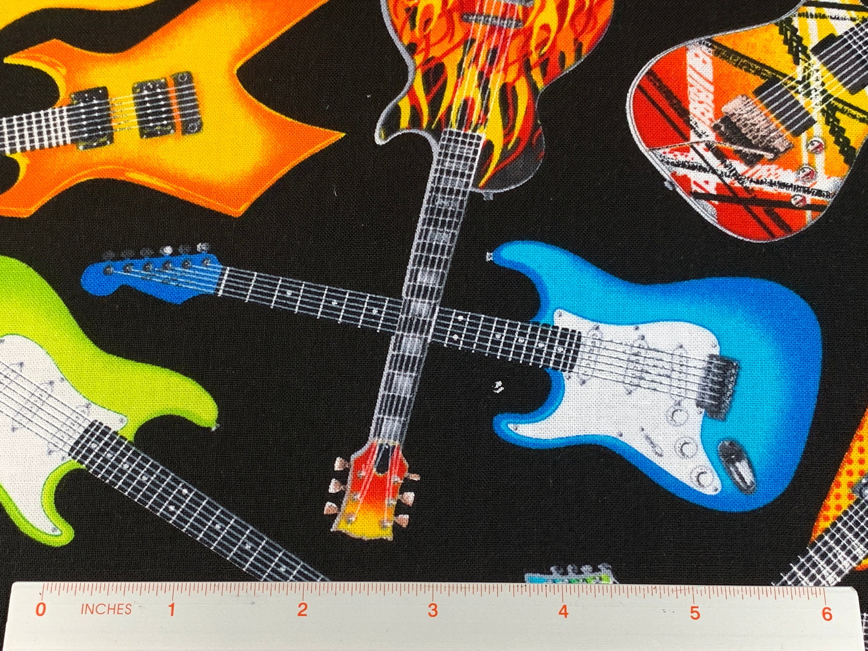 Tossed Electric Guitar Print Fabric by the YARD. Assorted - Etsy
