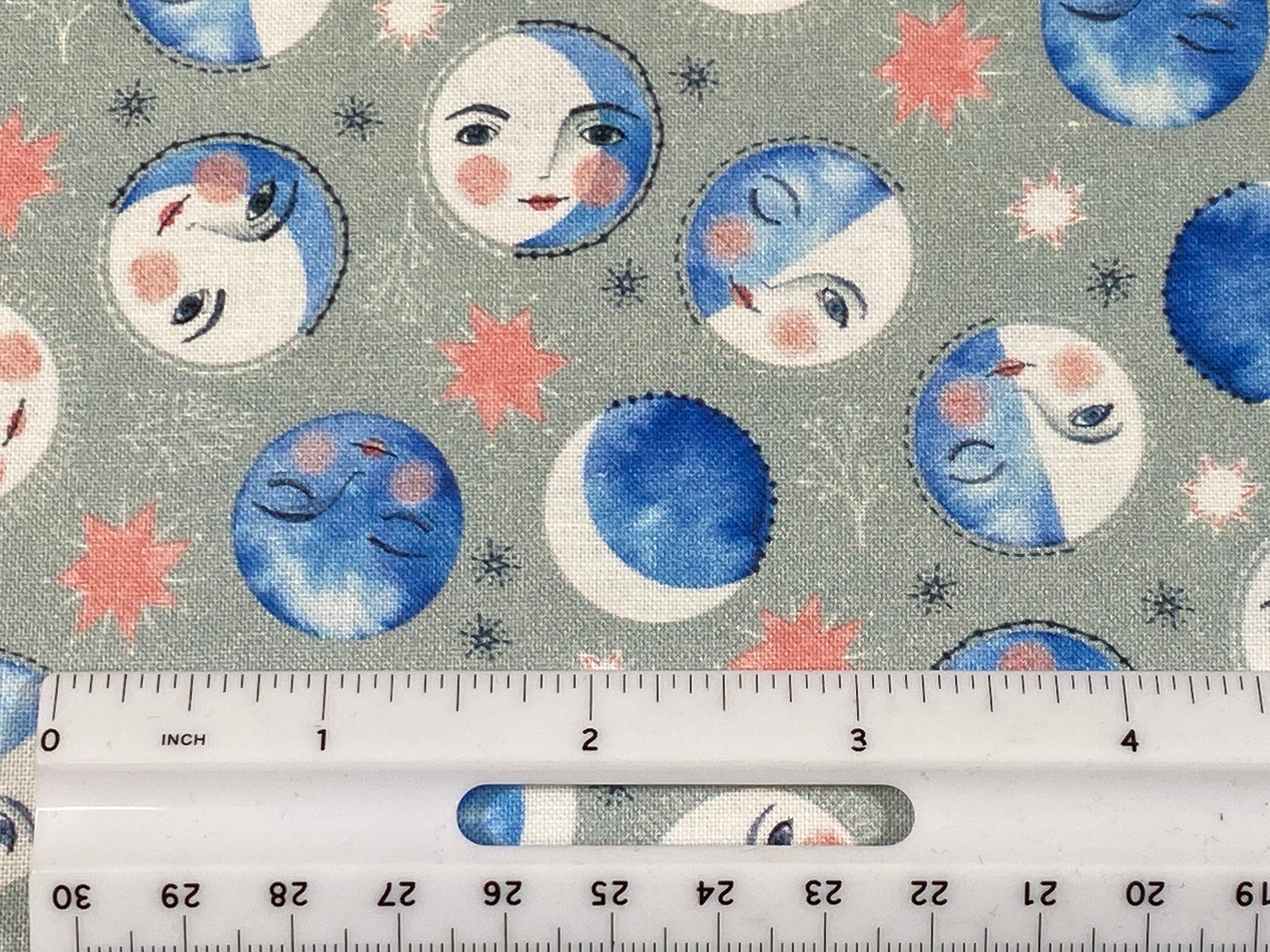 Blue Moon Phase Fabric by the YARD. Man in the Moon Face - Etsy