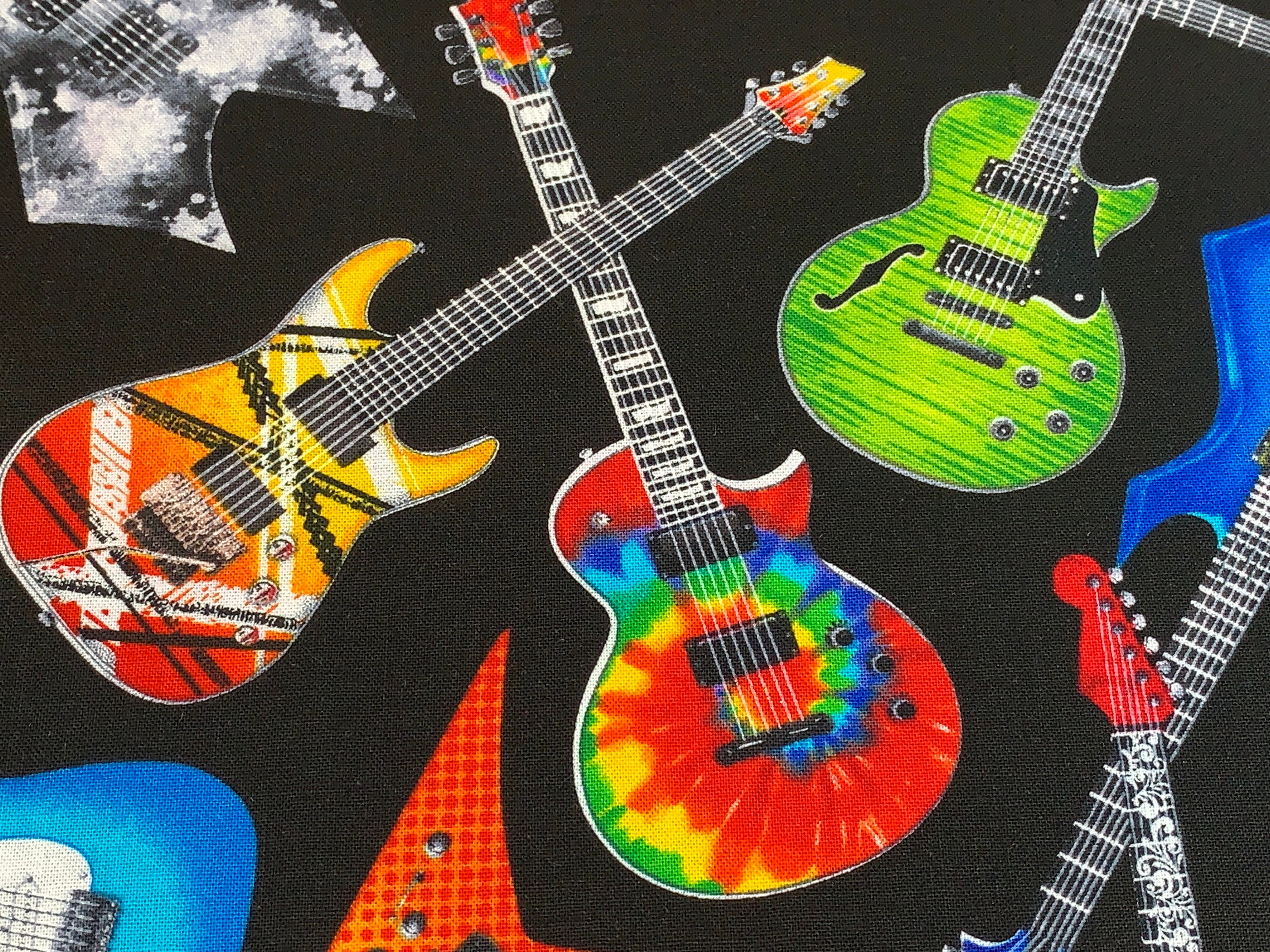 Tossed Electric Guitar Print Fabric by the YARD. Assorted - Etsy