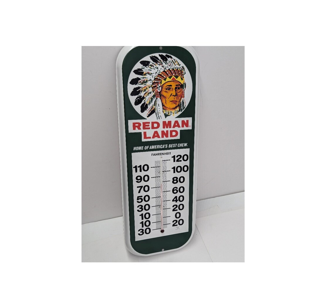 Vintage Redman Land Metal Thermometer Red Man Chew Tobacco 16 ...