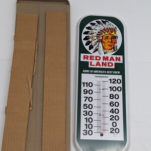 Vintage Redman Land Metal Thermometer Red Man Chew Tobacco 16 ...