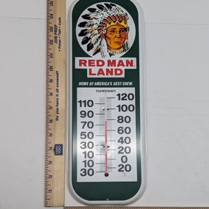 Vintage Redman Land Metal Thermometer Red Man Chew Tobacco 16 ...