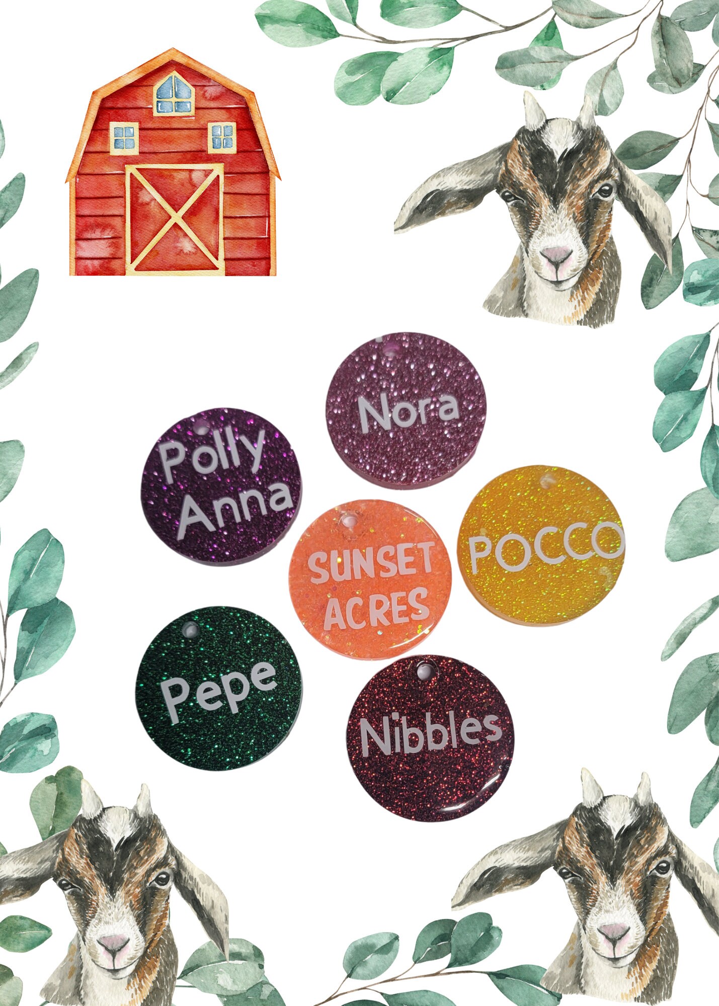 Farm Animal Name Tag Pet Name Tag Goat Tag Sheep Tag Business Keychain ...