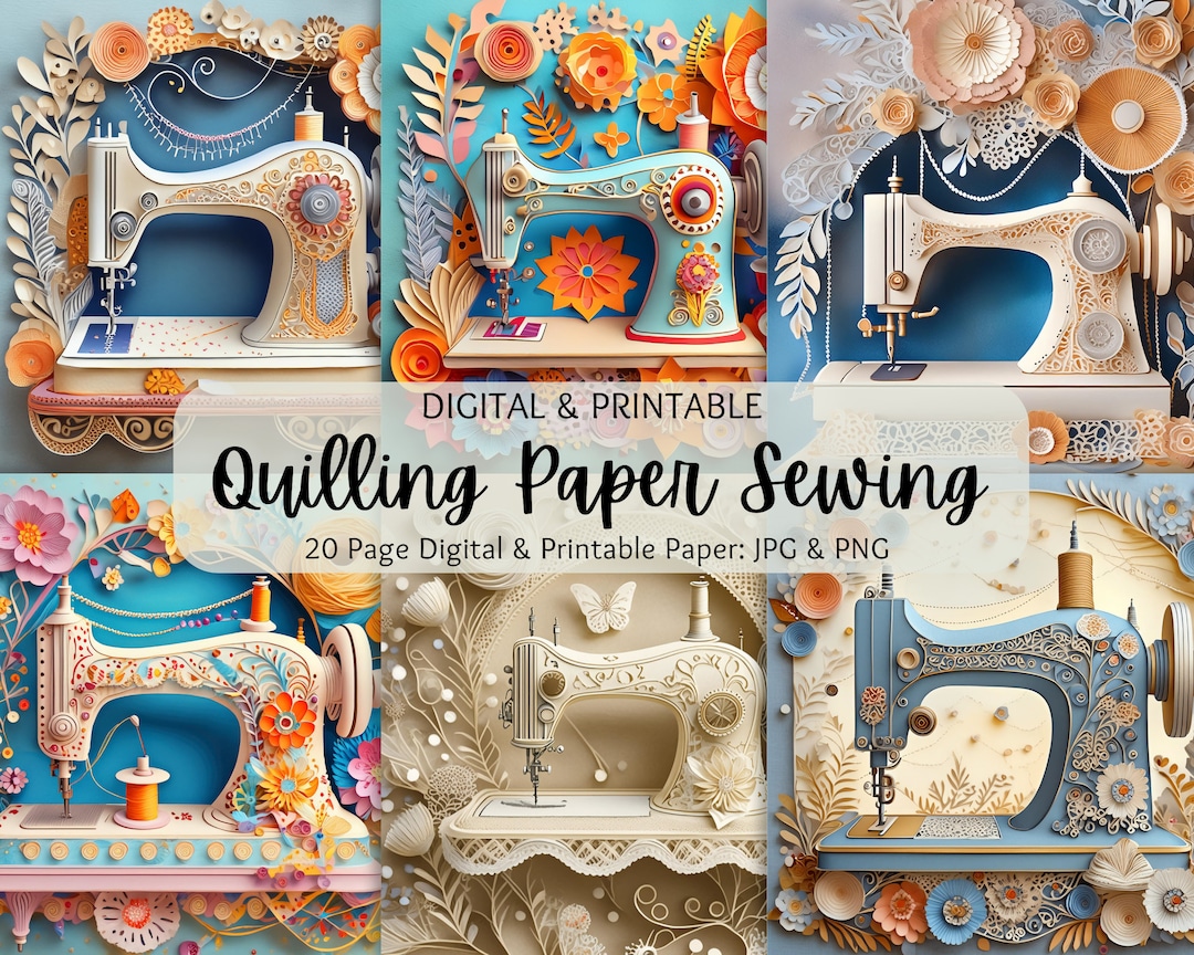 Quilling Paper Sewing Bundle PNG | Sewing Machines Scrapbook Paper ...