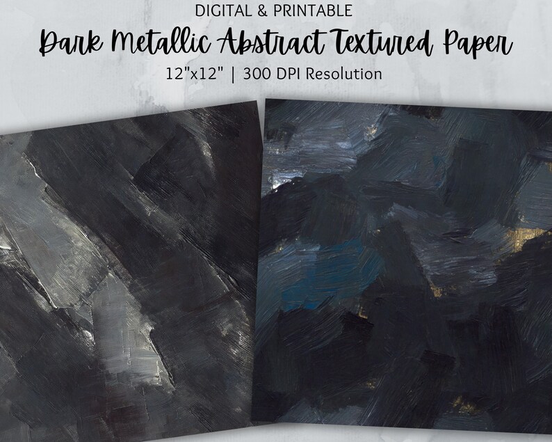 Dark Metallic Abstract Textured Paper | Digital Paper Pack | Commercial ...