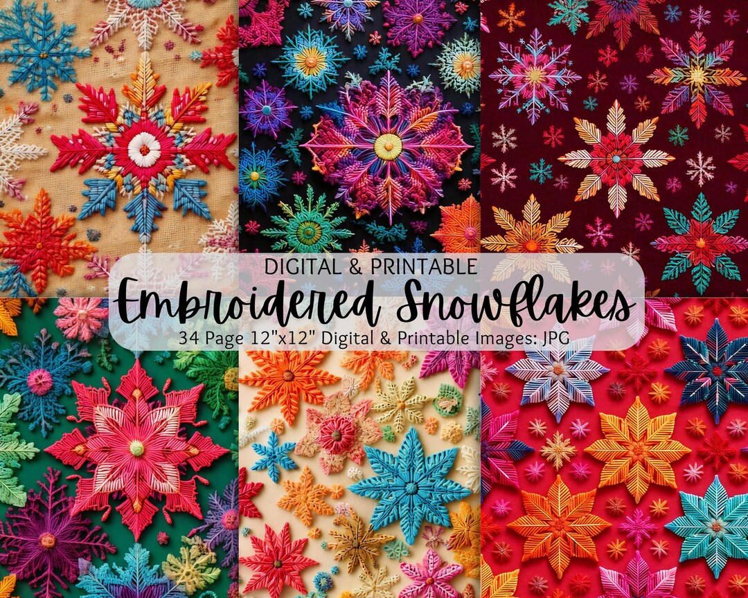 Snowflake Embroidery Patterns | Embroidered Snowflakes | Embroidered ...