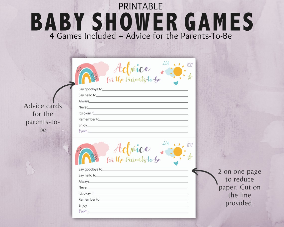 Rainbow Baby Shower Games Printable Baby Shower Trivia Gender Neutral ...