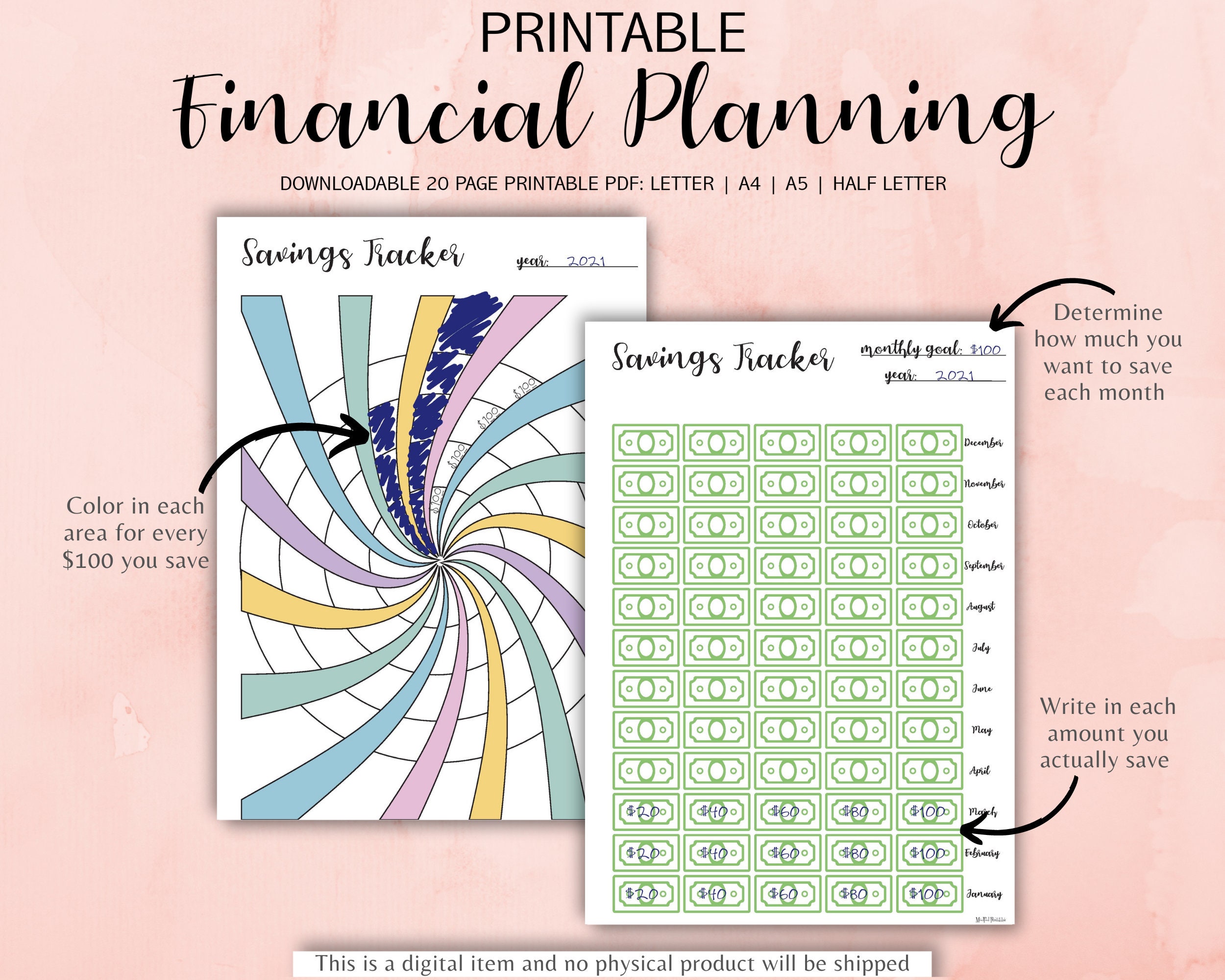 Financial Planner and Savings Tracker Bundle Printable - Etsy