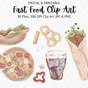 Fast Food Clipart | Junk Food Clipart Set | Street Food Clipart ...