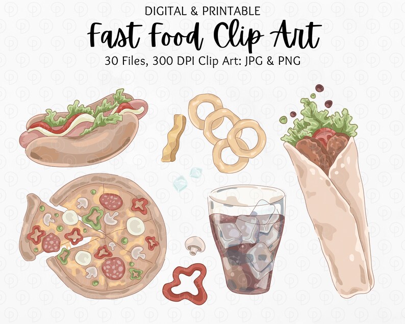 Fast Food Clipart | Junk Food Clipart Set | Street Food Clipart ...