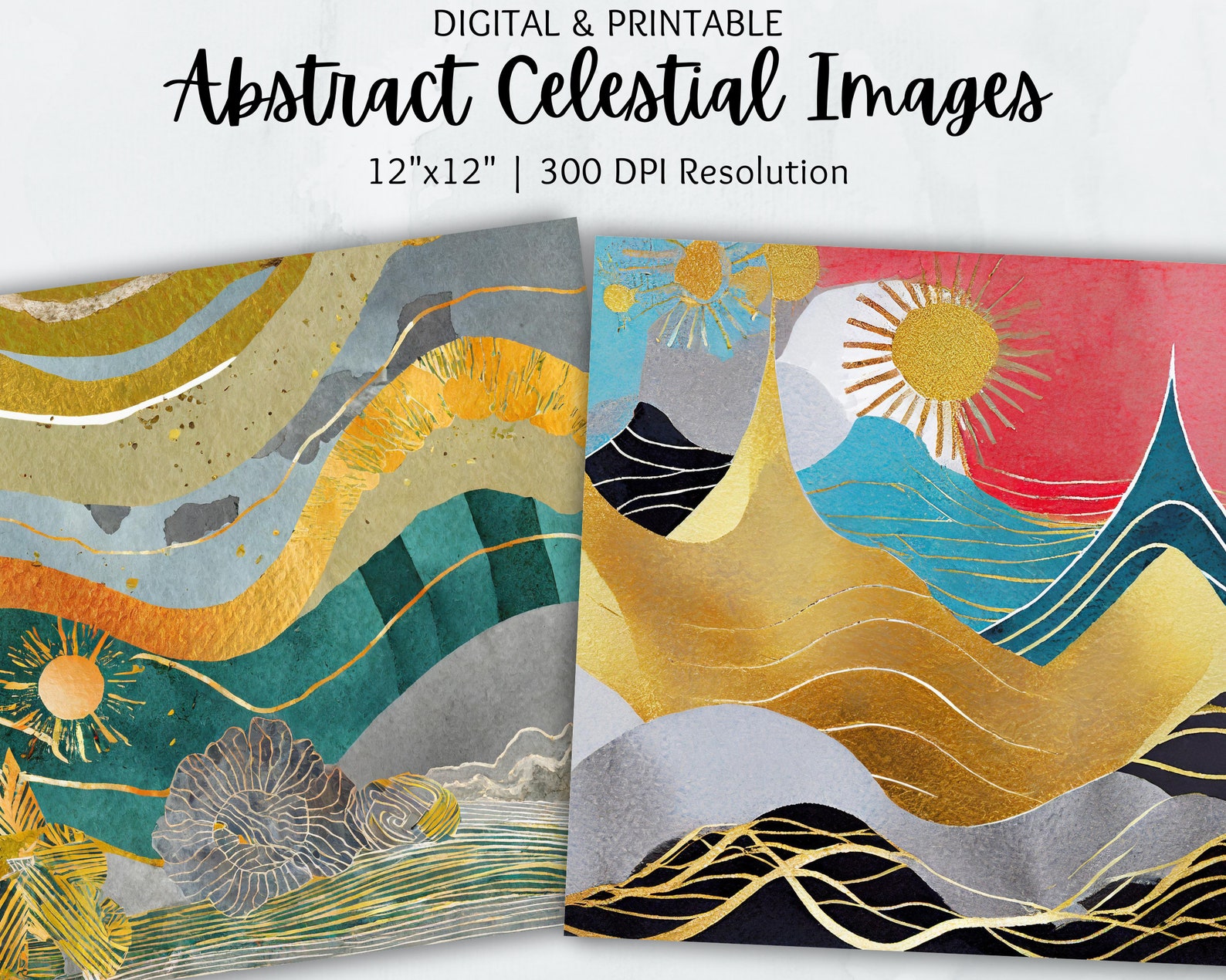 Abstract Metallic Celestial Paper | Digital Paper Pack | Commercial Use ...