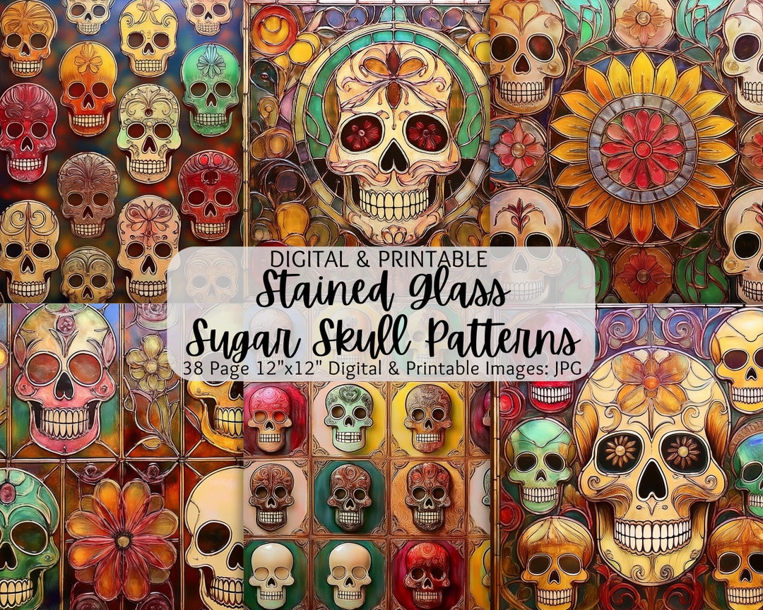 Sugar Skull Stained Glass Images | Day of the Dead | Dia De Los Muertos ...