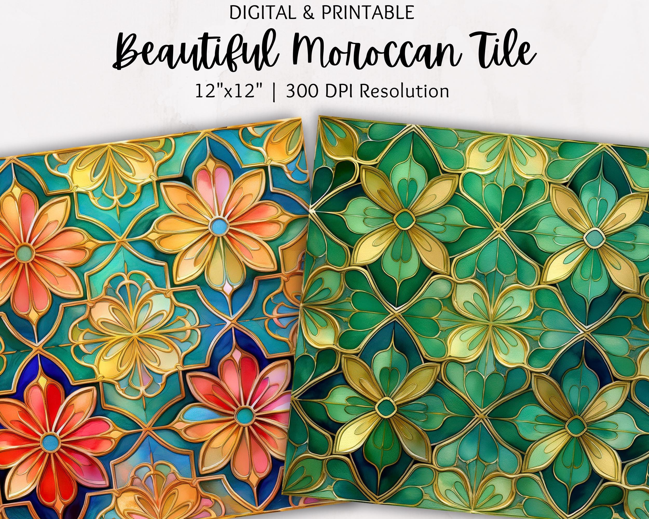 Moroccan Tiles Seamless Digital Paper Pack | Digital Backgrounds ...
