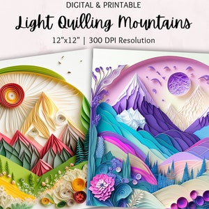 Quilling Light & Colorful Mountains Paper Art | Digital Downloads Paper ...