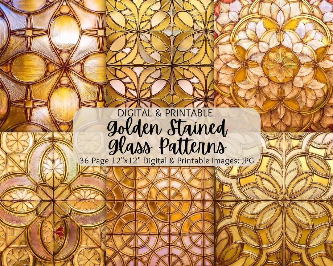 Stained Glass Images | Golden Stained Glass Patterns | Seamless ...