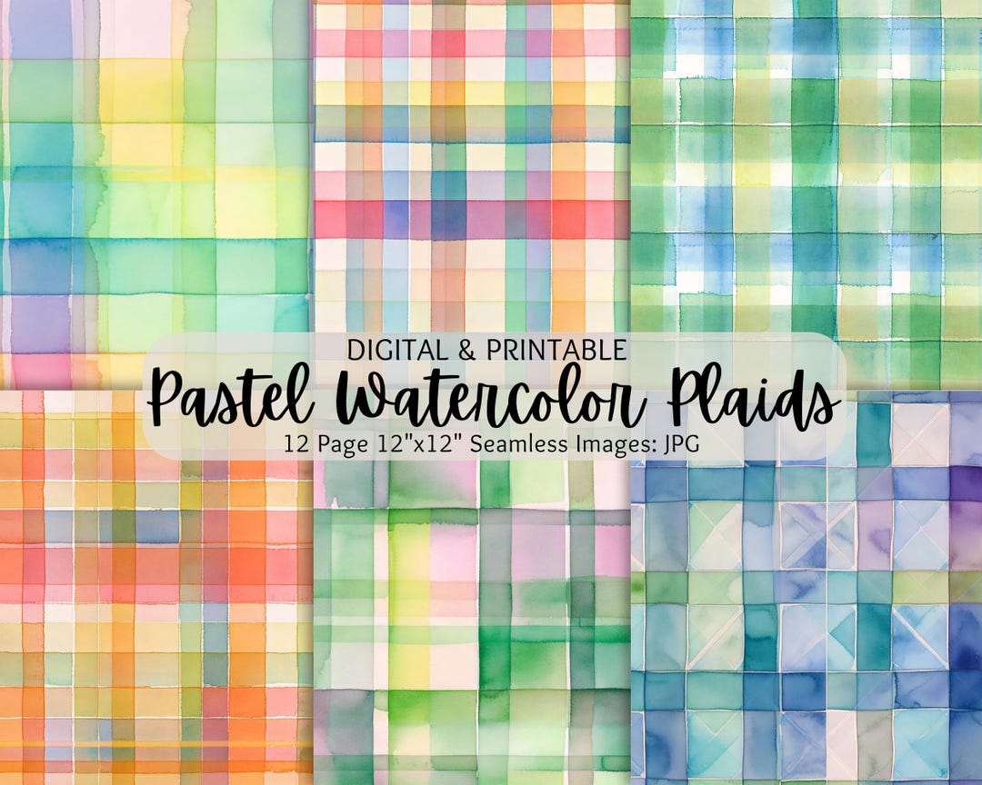 Seamless Watercolor Check Patterns | Watercolor Plaid Patterns ...