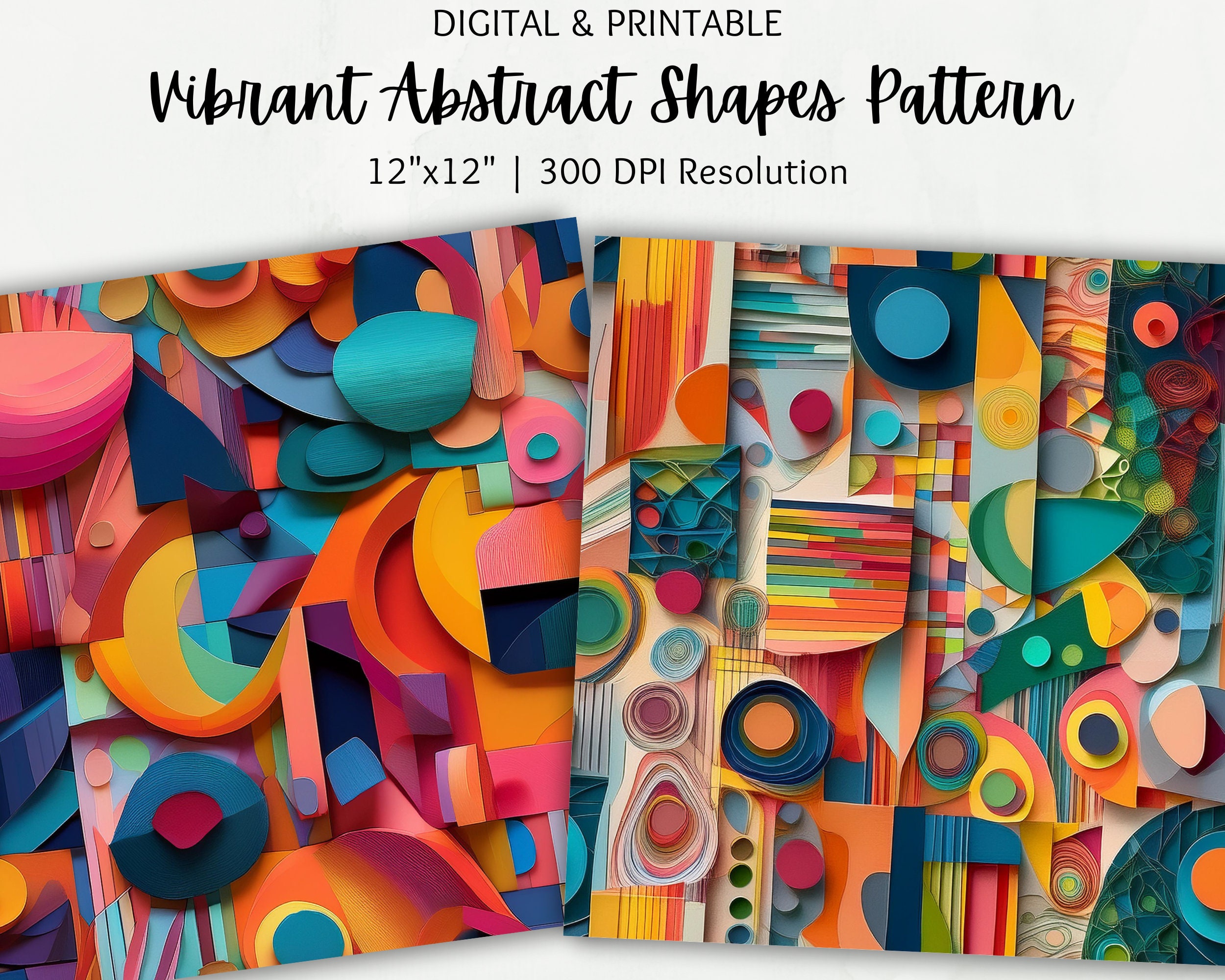 Vibrant Shapes Abstract Patterns | Colorful Abstract Digital Paper ...