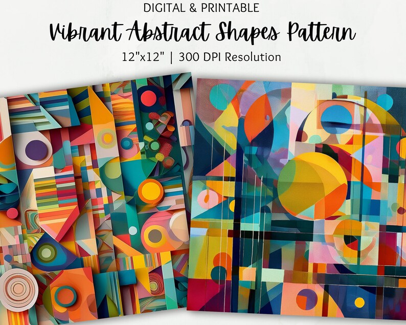 Vibrant Shapes Abstract Patterns | Colorful Abstract Digital Paper ...