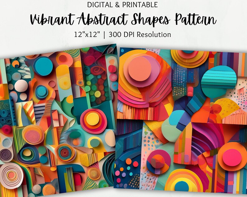 Vibrant Shapes Abstract Patterns | Colorful Abstract Digital Paper ...