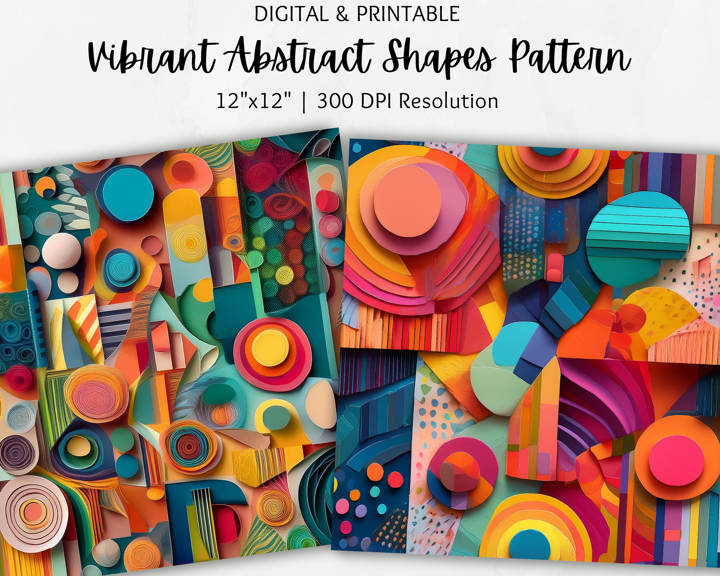 Vibrant Shapes Abstract Patterns | Colorful Abstract Digital Paper ...