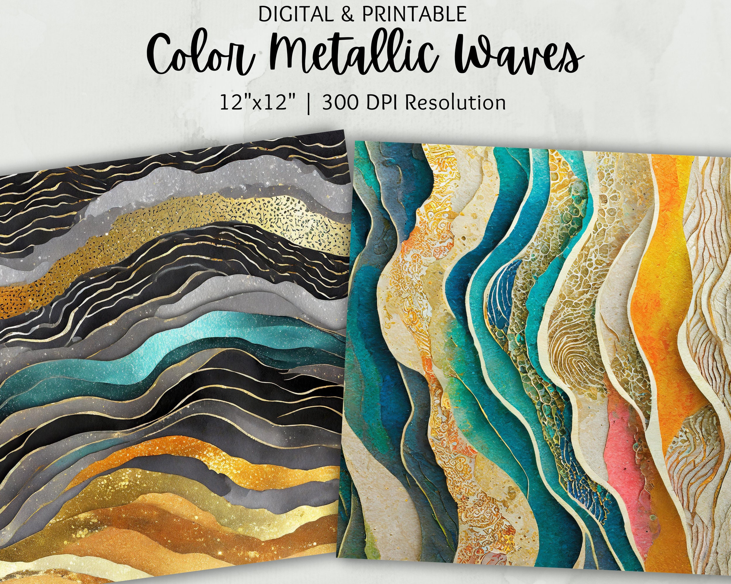 Colorful Metallic Layered Paper Waves | Abstract Textured Paper ...