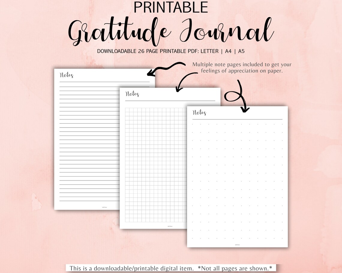 Gratitude Printable Journal Affirmation Journal Wellness - Etsy