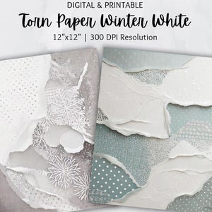 Abstract Torn Paper Winter Collage | Digital Paper | Commercial Use ...