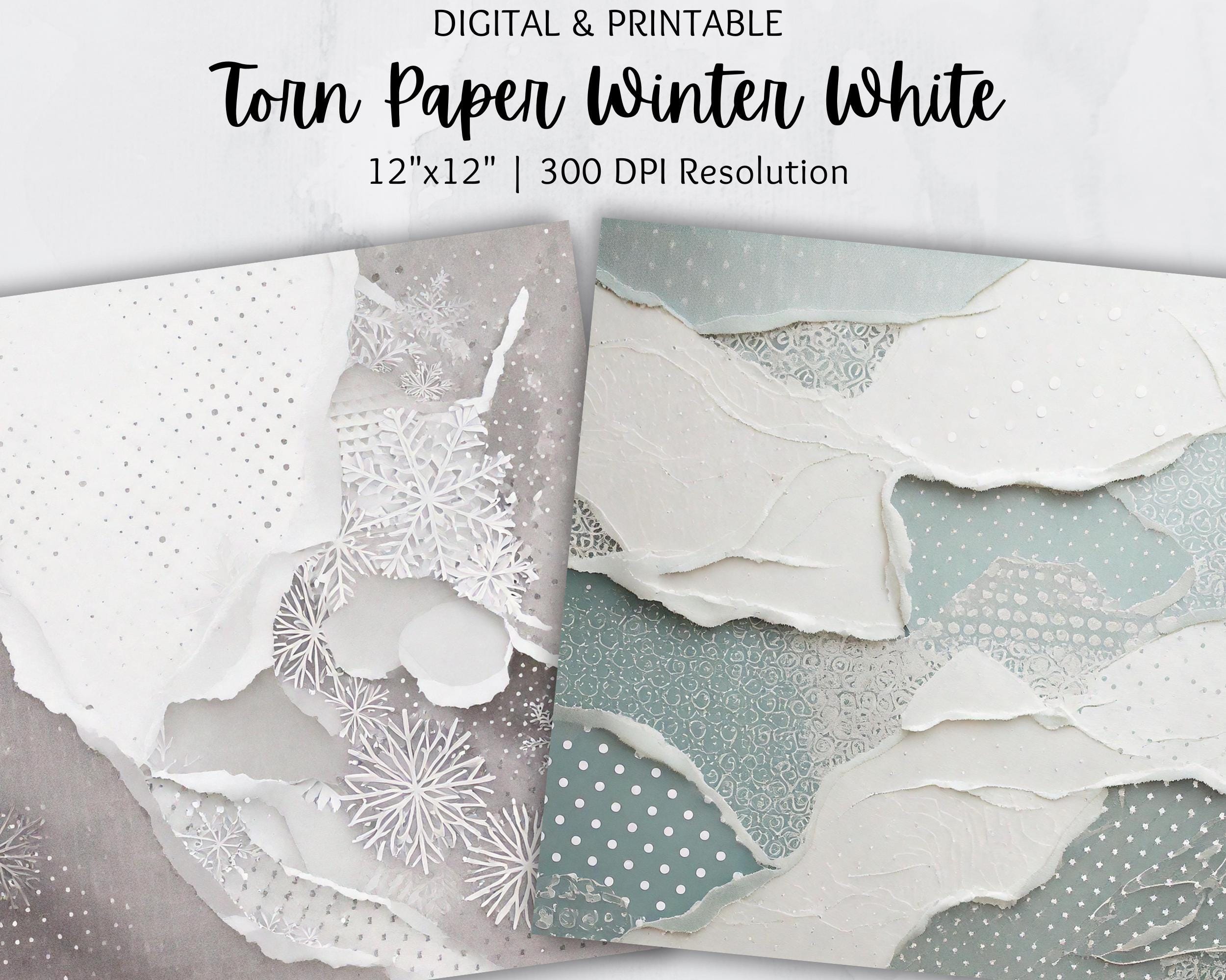 Abstract Torn Paper Winter Collage | Digital Paper | Commercial Use ...