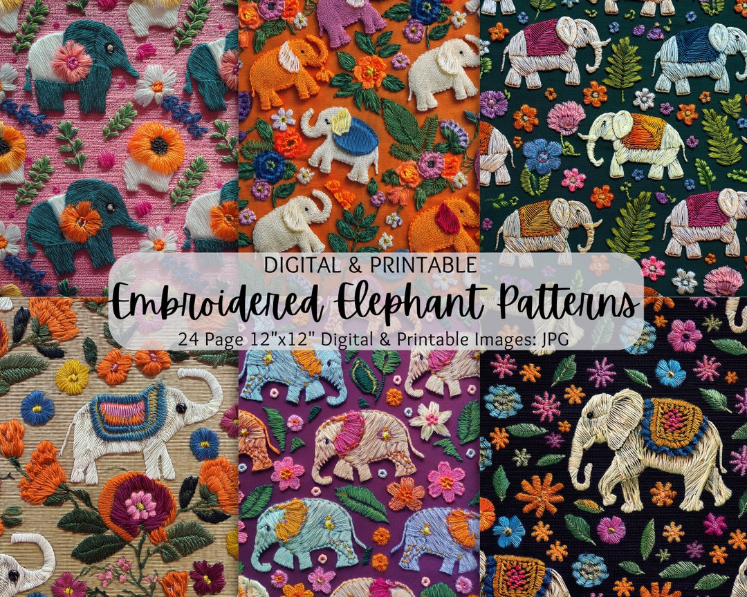 Elephant Embroidery Images | Embroidery Elephants | Embroidered ...