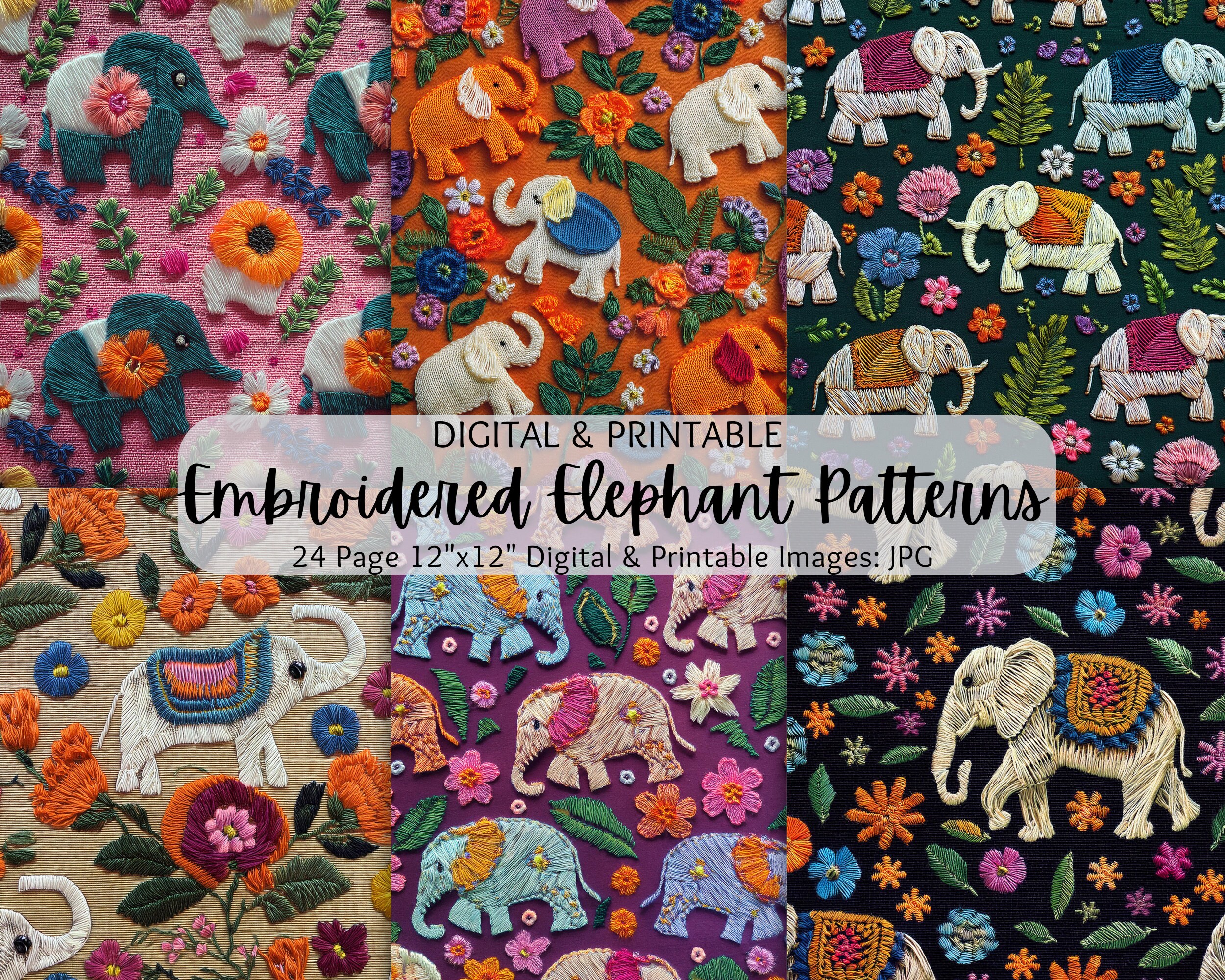Elephant Embroidery Images | Embroidery Elephants | Embroidered ...