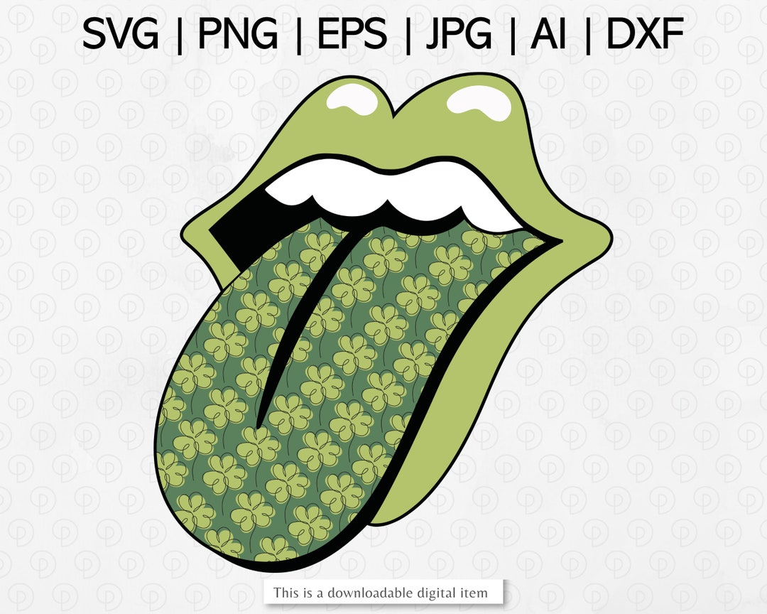 St Patricks Day Svg Kleeblatt Zunge Svg Lippen Kuss Svg St Patricks