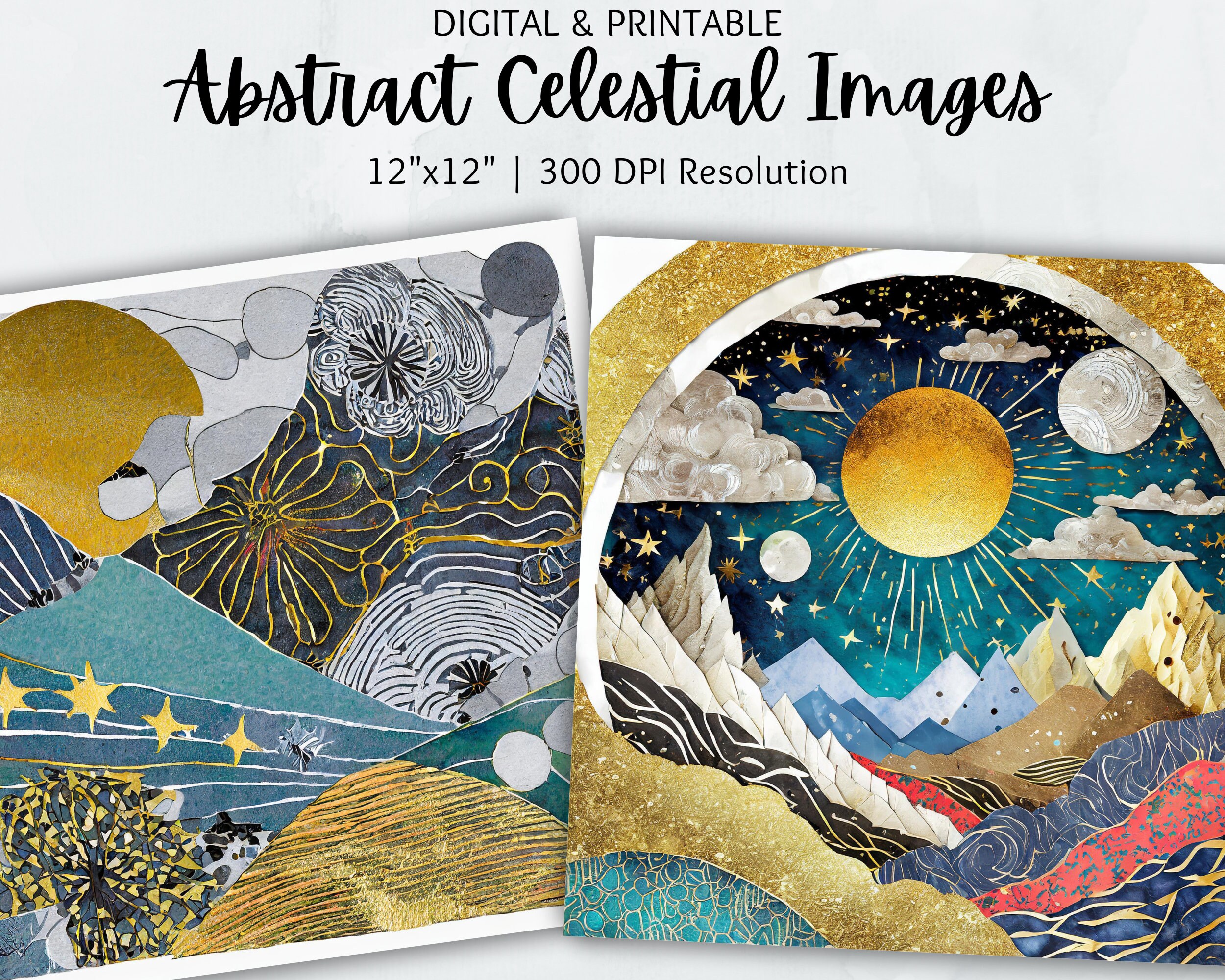 Abstract Metallic Celestial Paper | Digital Paper Pack | Commercial Use ...