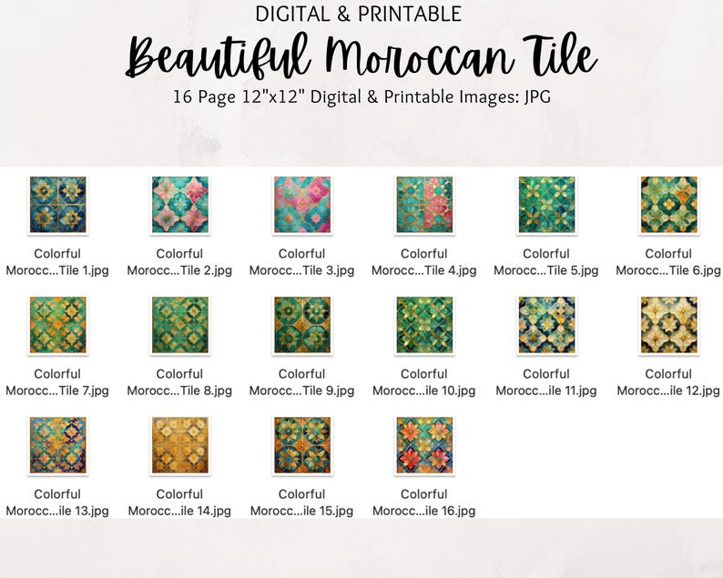 Moroccan Tiles Seamless Digital Paper Pack | Digital Backgrounds ...