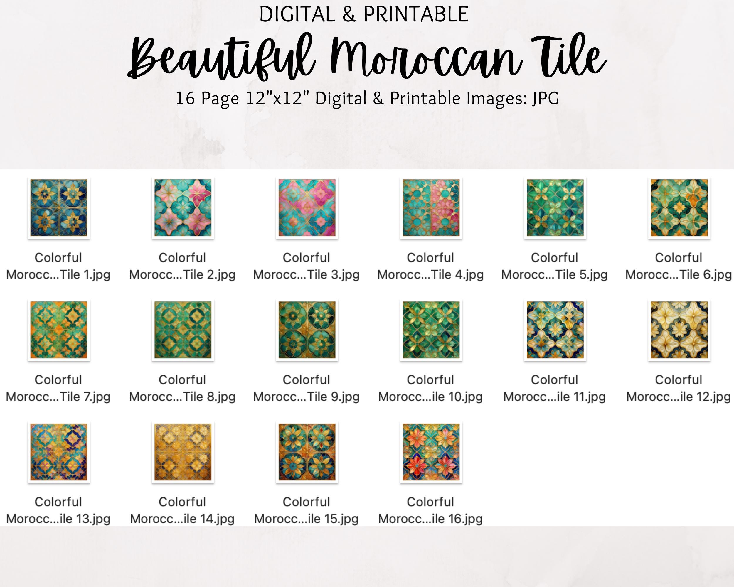 Moroccan Tiles Seamless Digital Paper Pack | Digital Backgrounds ...