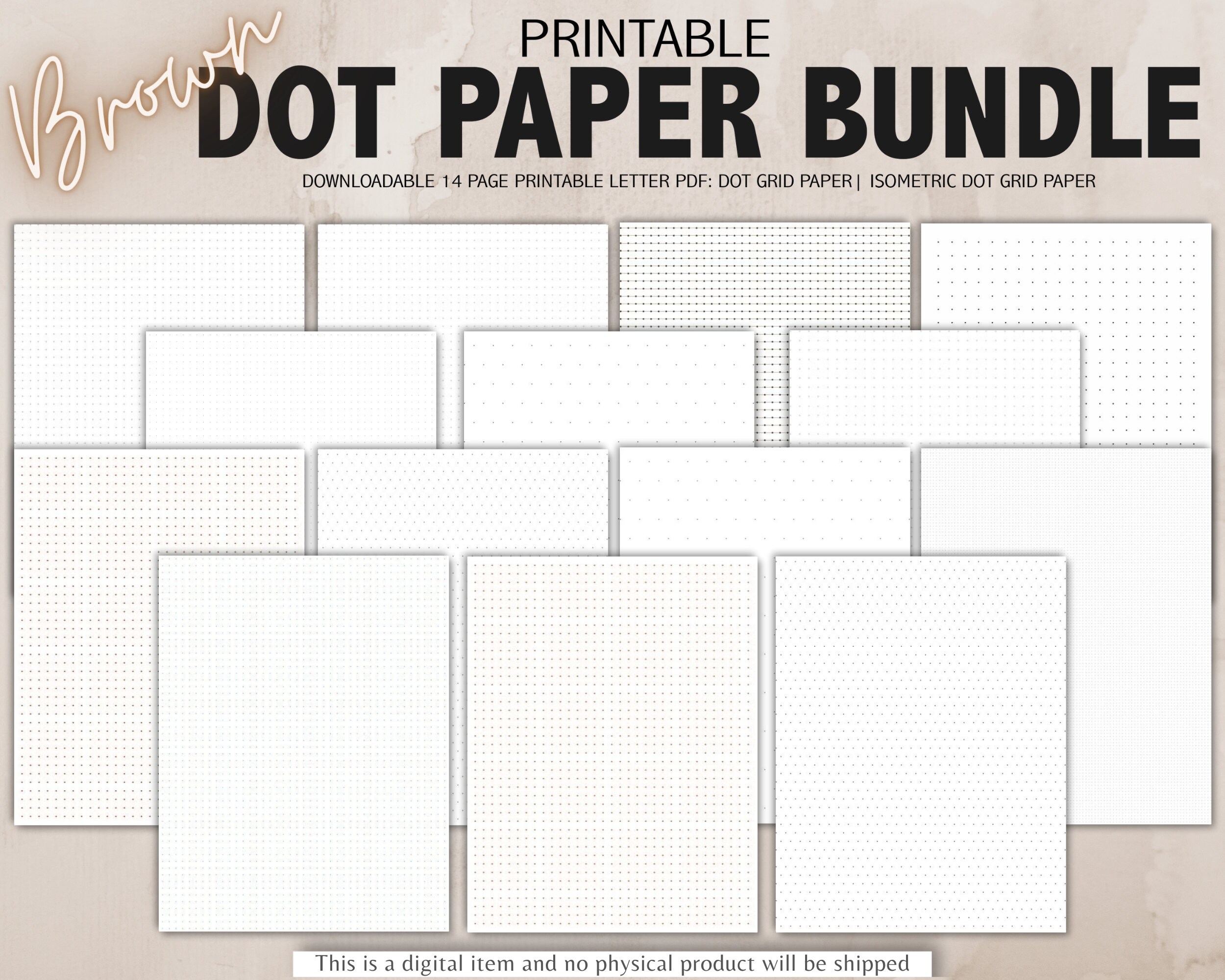 Brown Dot Grid Journal Printable Paper Insert Bundle - Etsy
