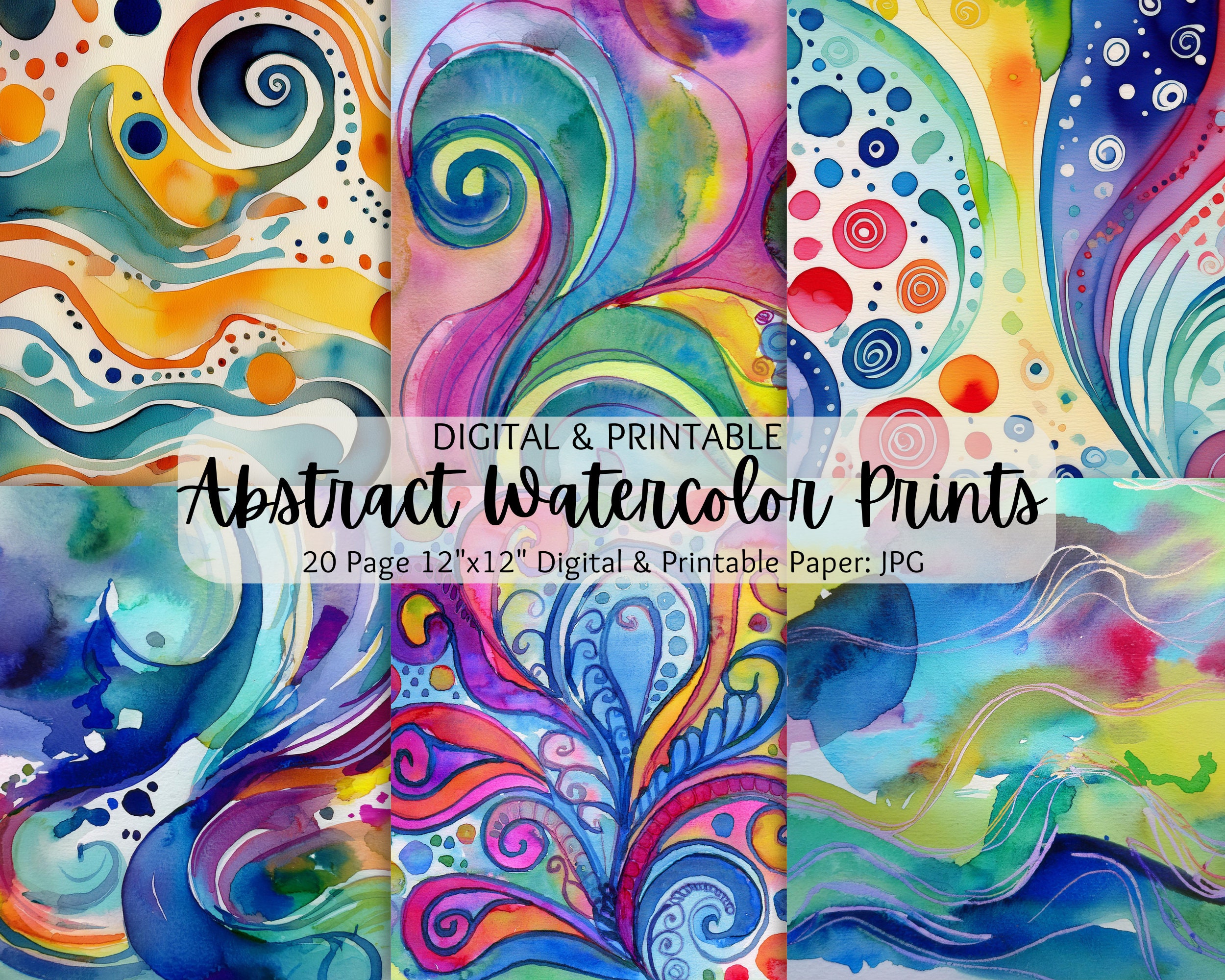 Abstract Watercolor Print | Abstract Watercolor Digital Paper Pack ...