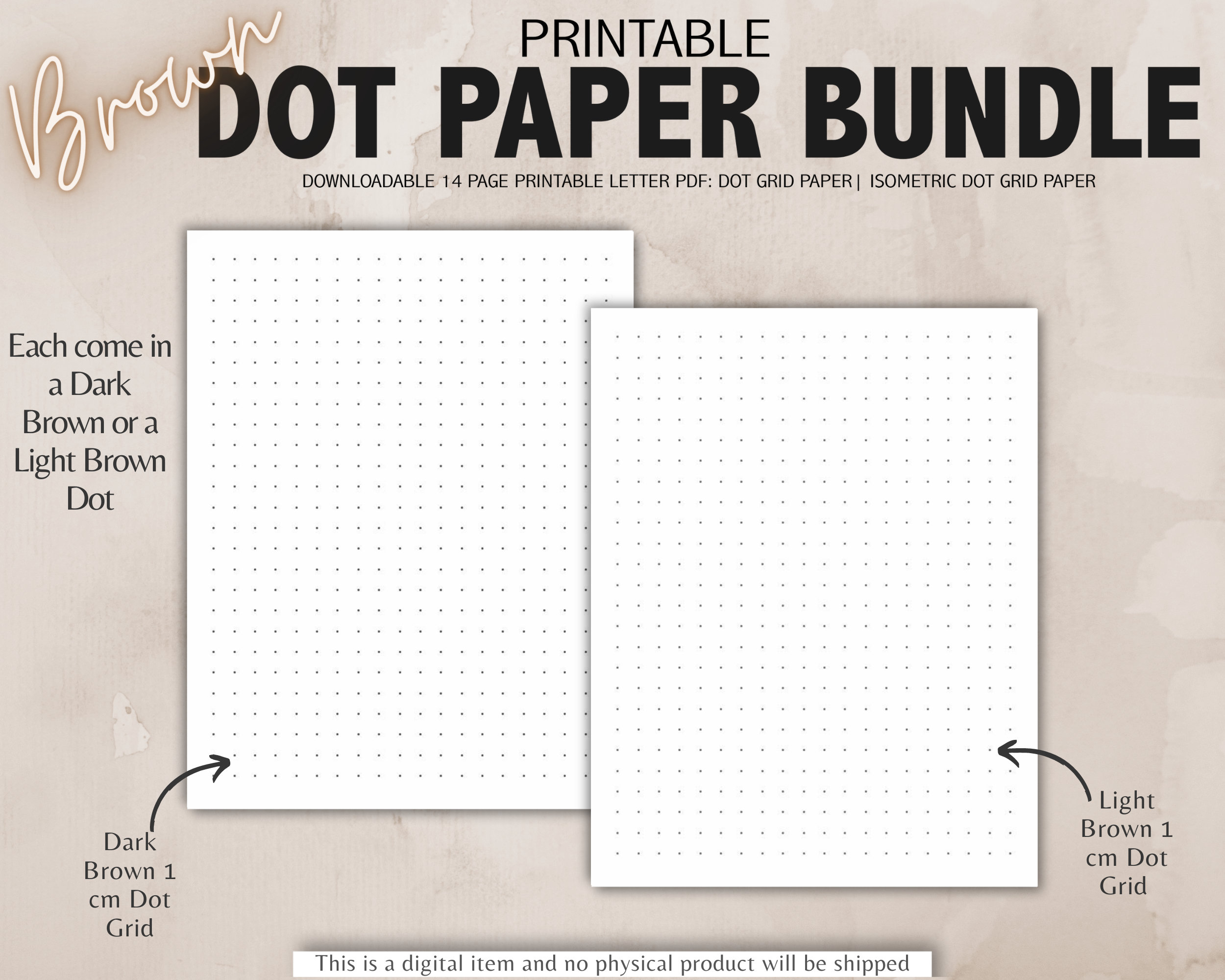 Brown Dot Grid Journal Printable Paper Insert Bundle - Etsy