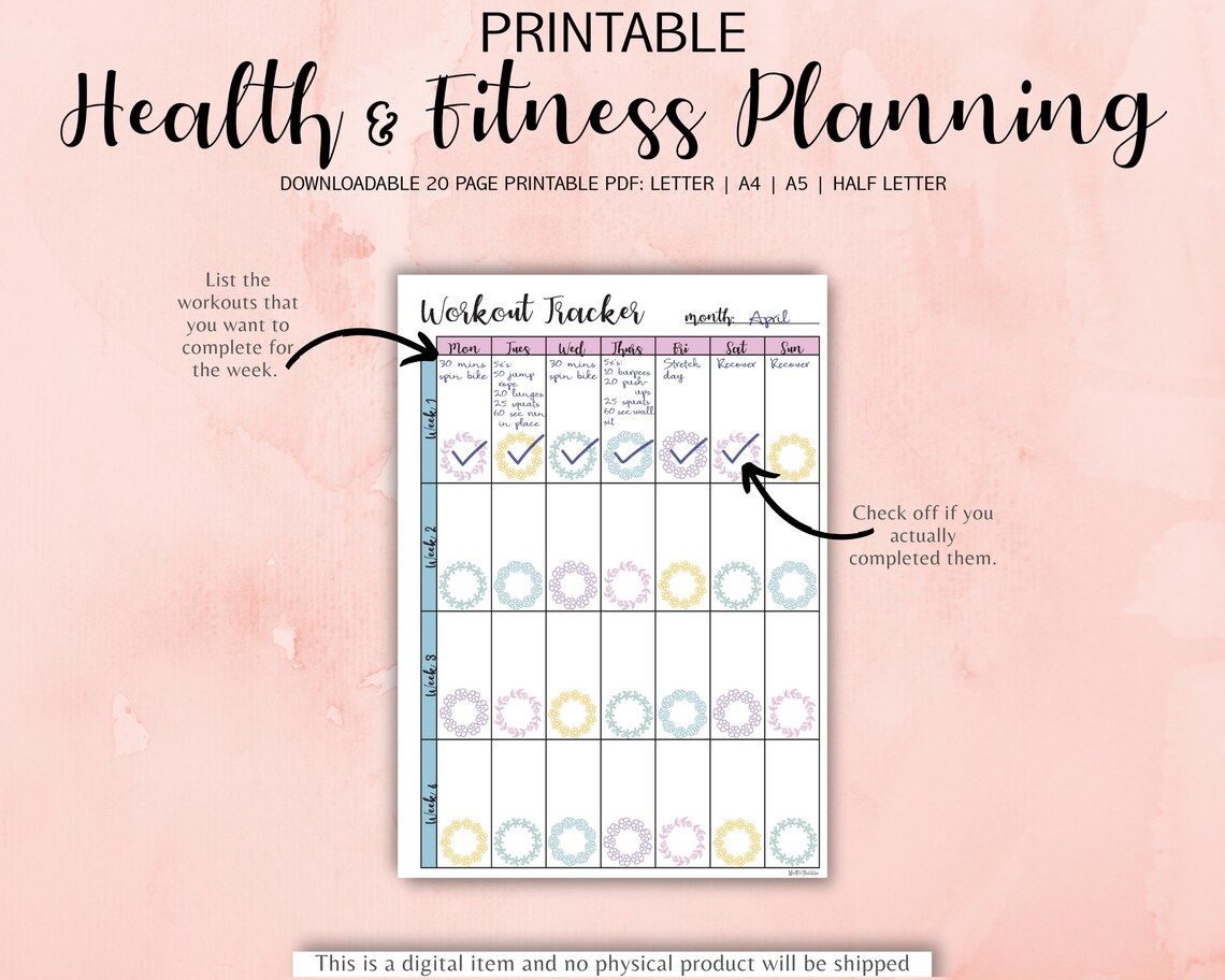 Self Care Health Fitness and Wellness Journal Planner Insert - Etsy