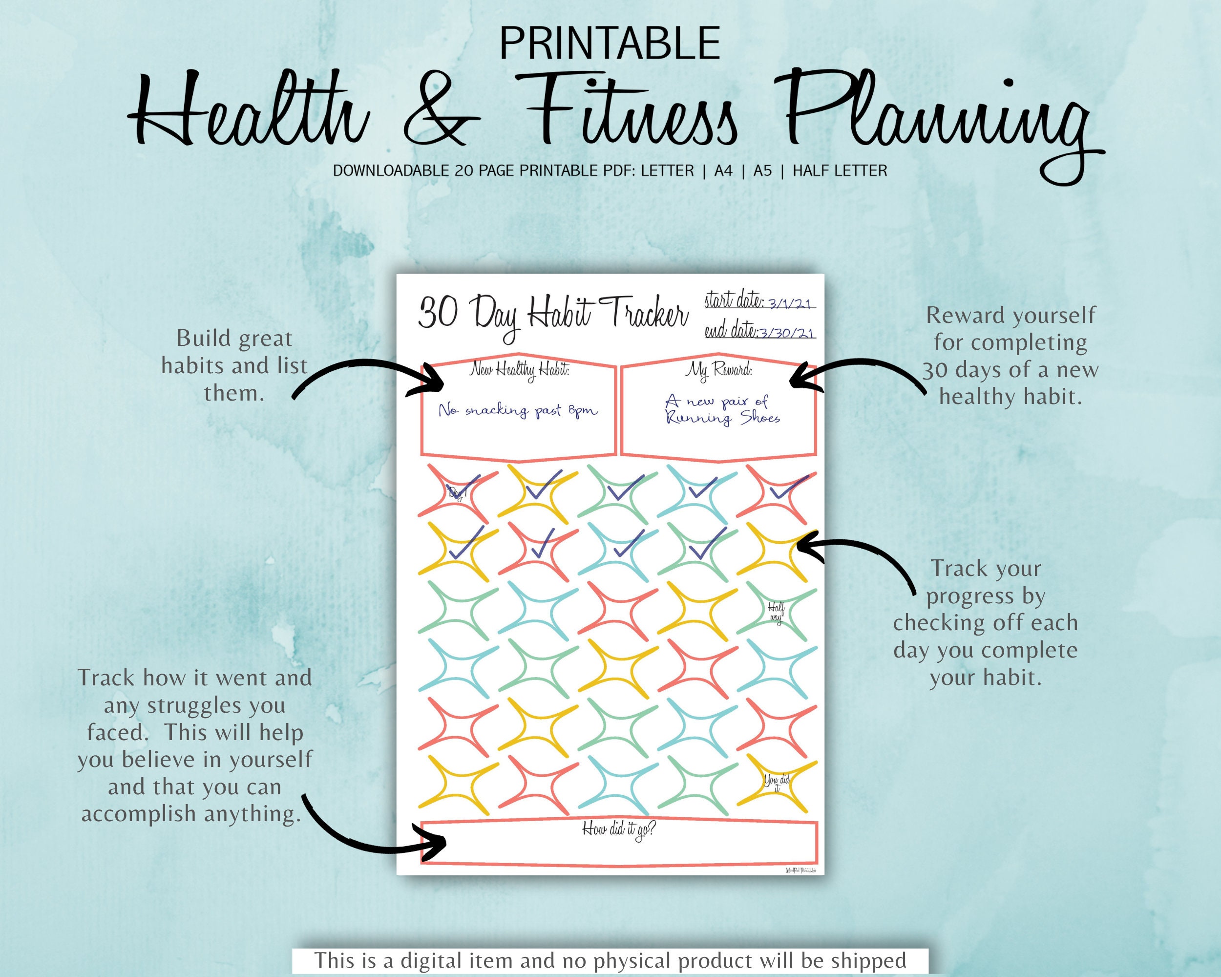 Self Care, Health, Fitness and Welness Journal Planner Insert Bundle ...