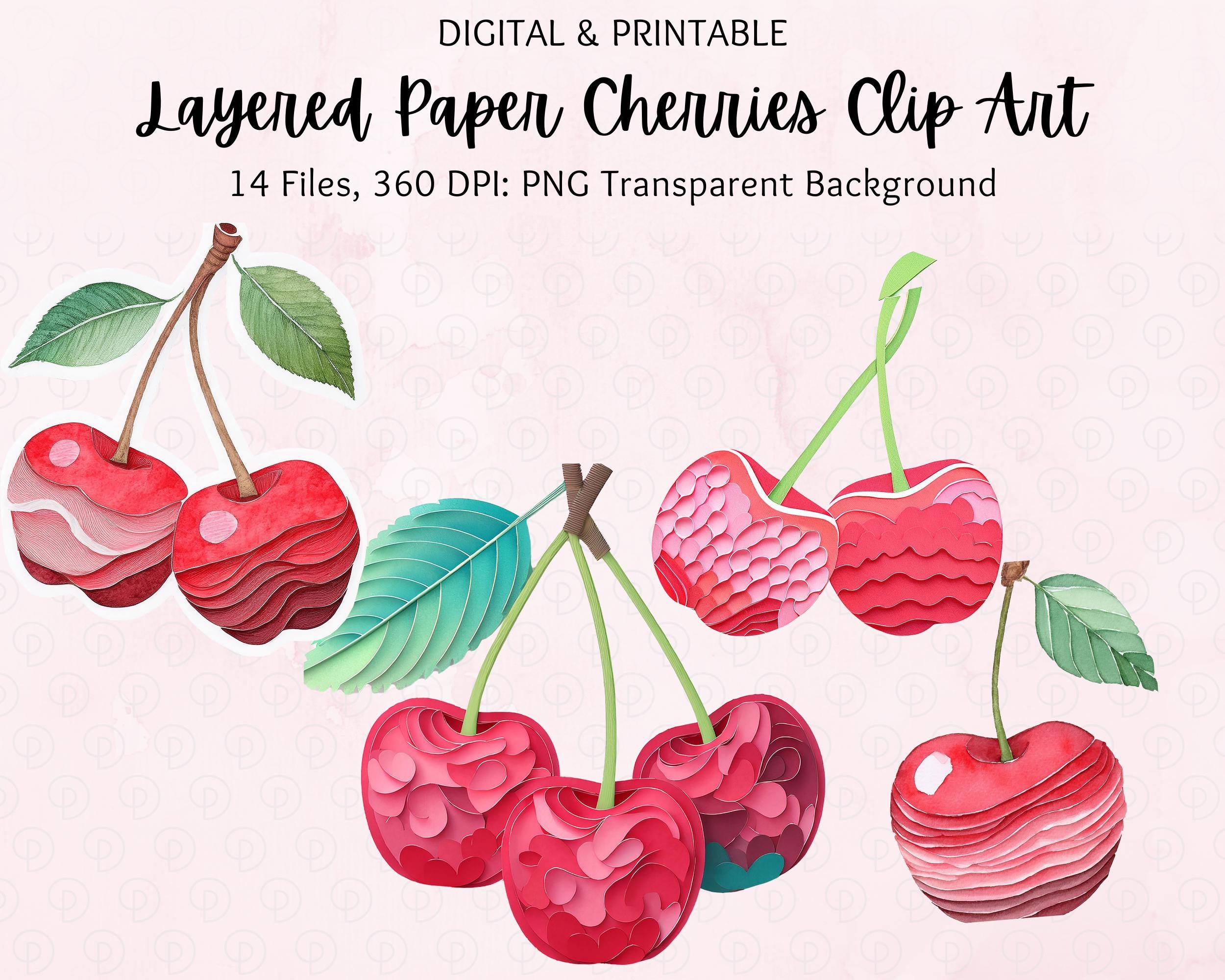 Layered Paper Cherries Clipart | Cherry Clip Art | Cherries PNG ...