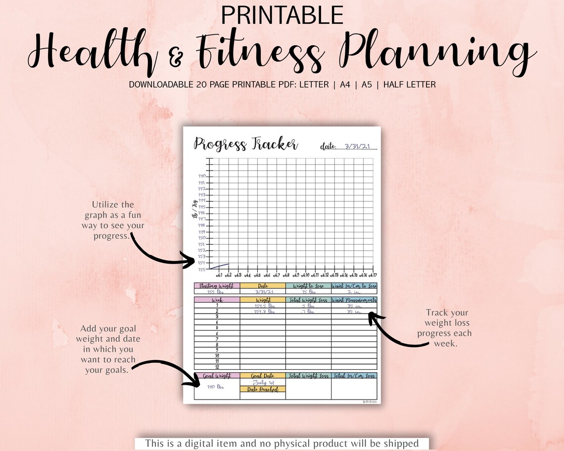 Self Care Health Fitness and Wellness Journal Planner Insert - Etsy