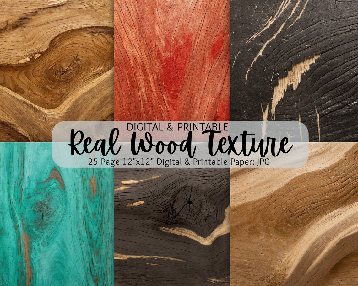 Wood Grain Textures Digital Paper | Rustic Wood Scrapbook Paper Pack ...