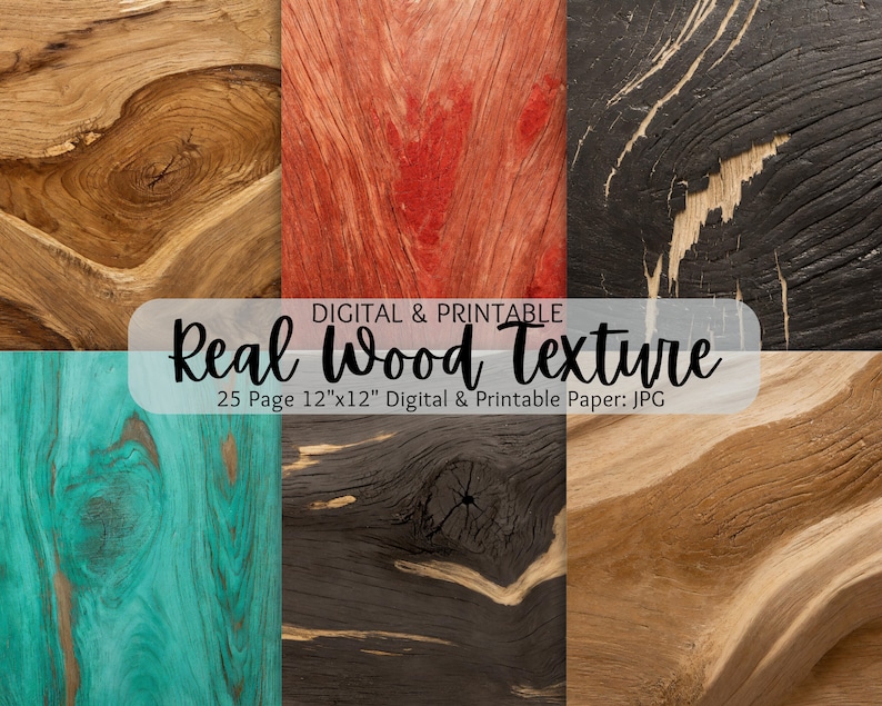 Wood Grain Textures Digital Paper | Rustic Wood Scrapbook Paper Pack ...