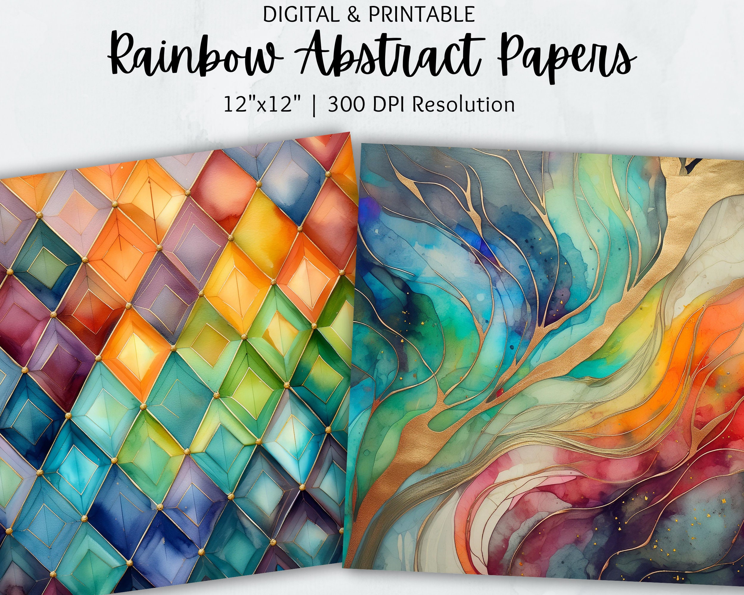 Rainbow Abstract Metallic Patterns | Colorful Abstract Paper | Digital ...