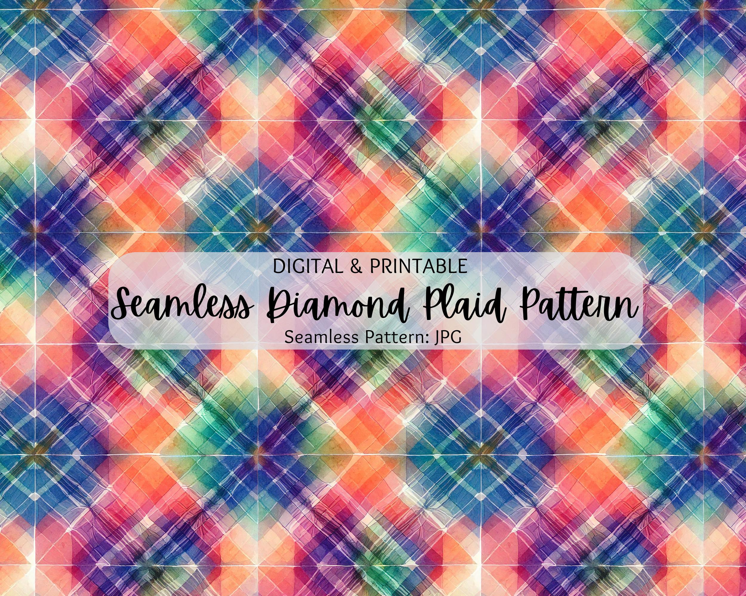 Watercolor Diamond Plaid Seamless Pattern | Symmetrical Geometric ...