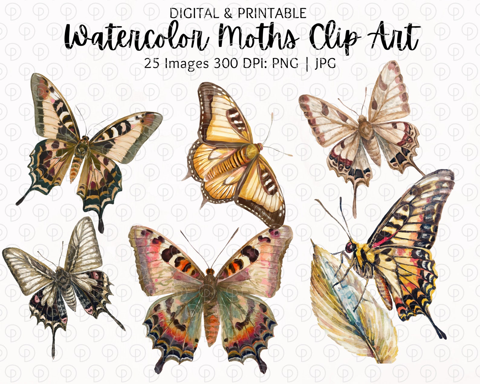 Watercolor Moth Clipart | Butterfly Clipart Set | Luna Moth Clipart ...