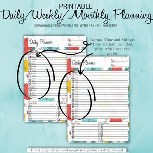 Daily, Weekly, Weekend, Monthly Planner Bundle Printable A4, A5, Letter ...