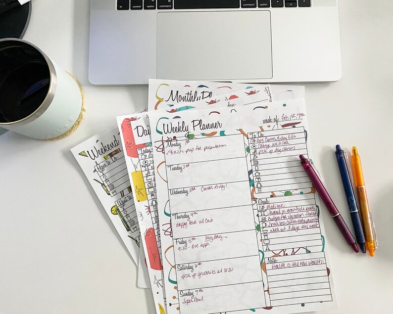 Daily Weekly Weekend Monthly Planner Bundle Printable A4 - Etsy