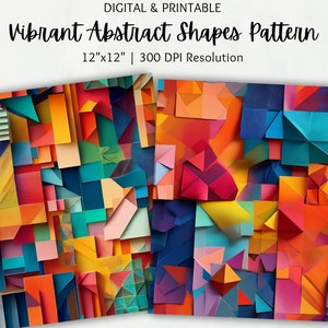 Vibrant Shapes Abstract Patterns | Colorful Abstract Digital Paper ...