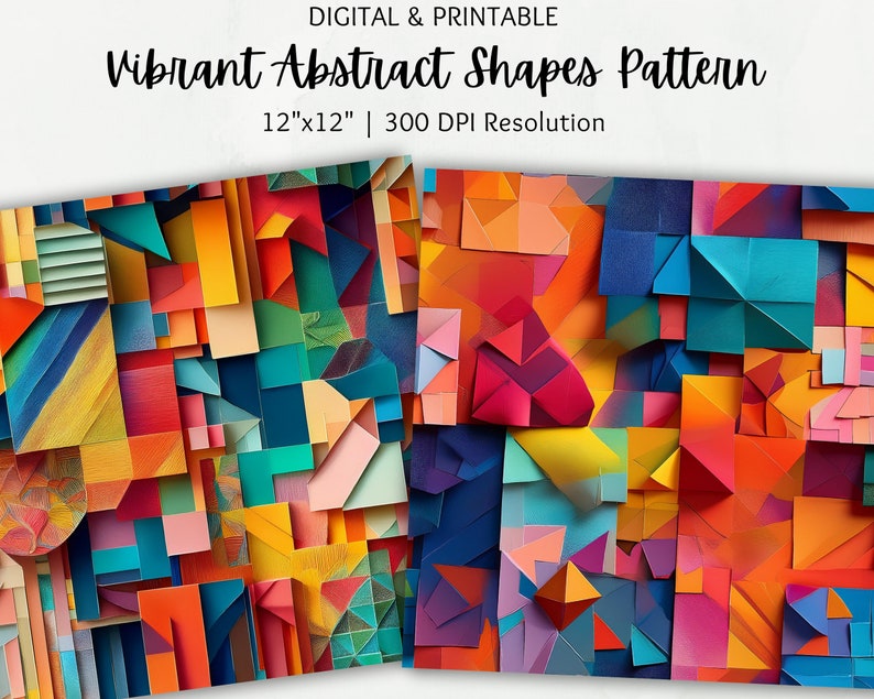 Vibrant Shapes Abstract Patterns | Colorful Abstract Digital Paper ...